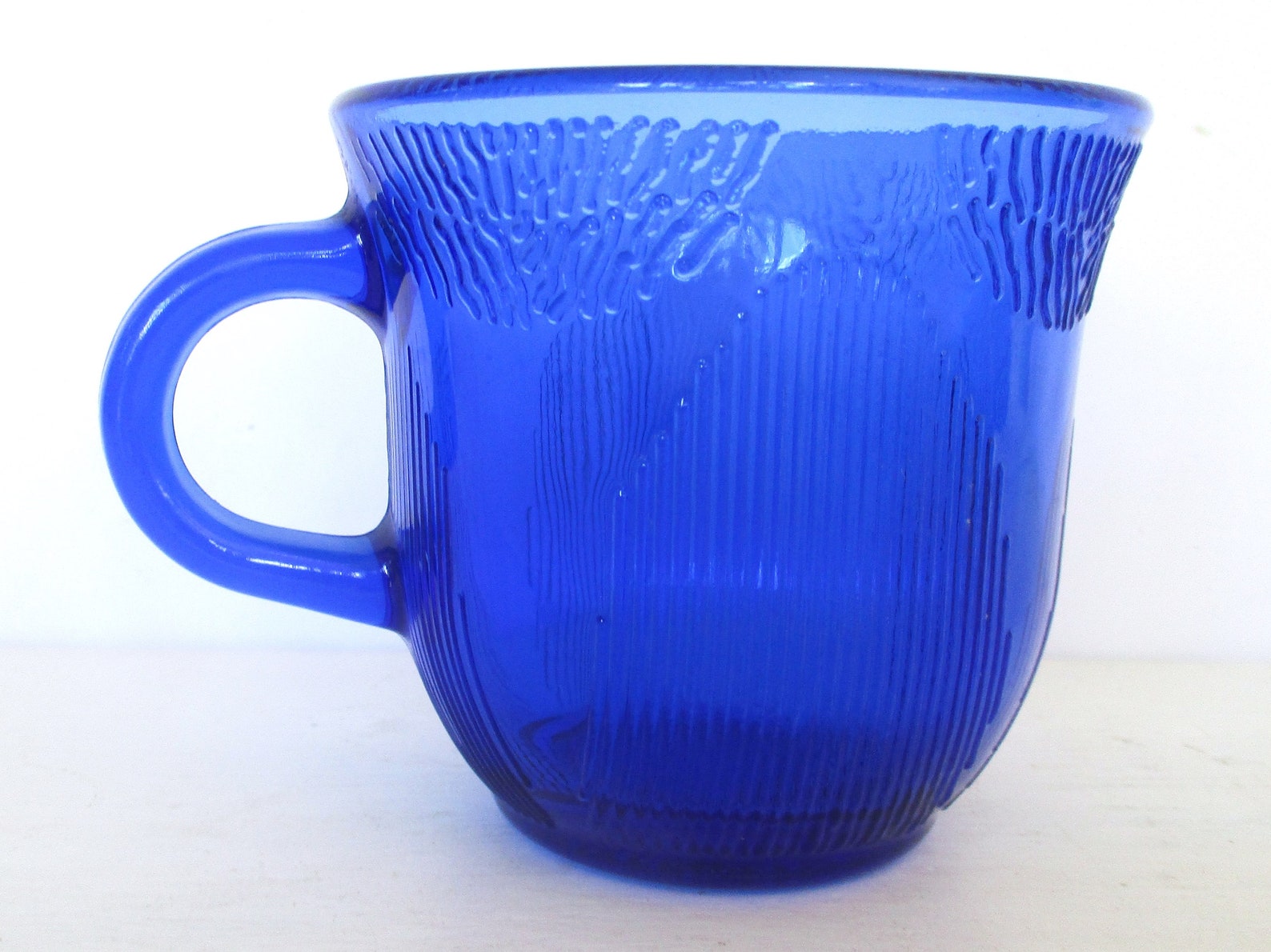 Vintage 4 Cobalt Blue Glass Coffee Cup With Handle Fortecrisa | Etsy