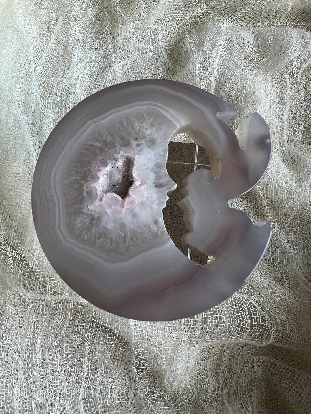 Fairy and Moon Druzy Agate Geode Crystal Carving Gray Sparkle - Etsy