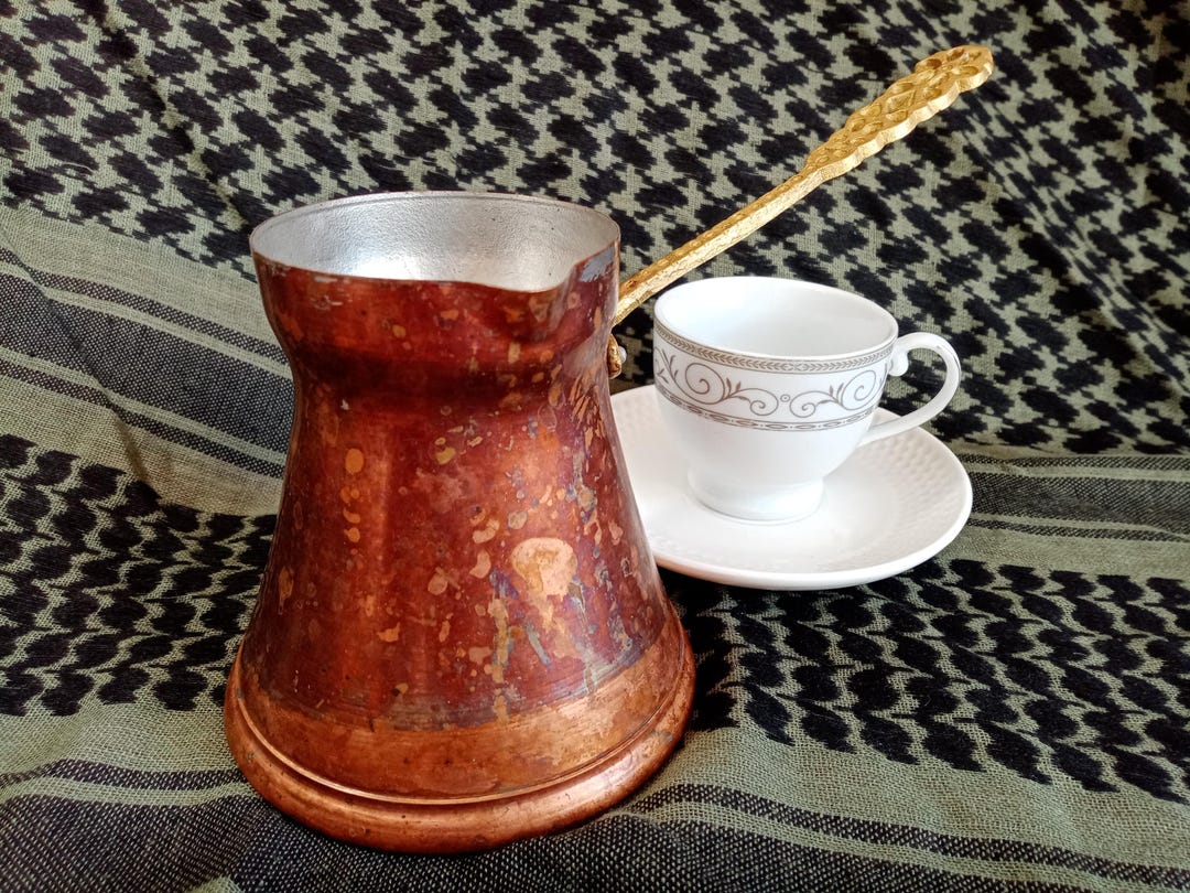 Handcrafted Copper Turkish Coffee Pot With Brass Handle, 10cm Vintage ...