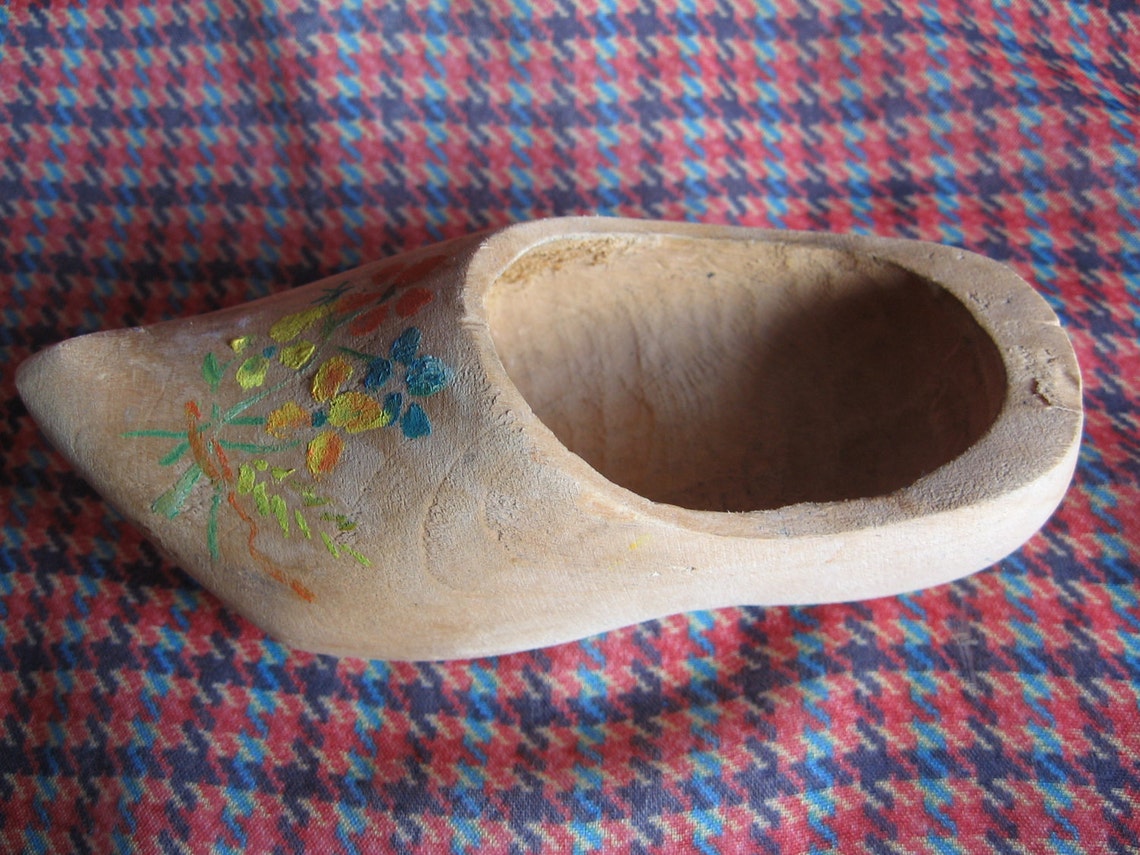 Vintage Wooden Clog, Traditional Wooden Shoe, Small Handmade Wood Clog ...