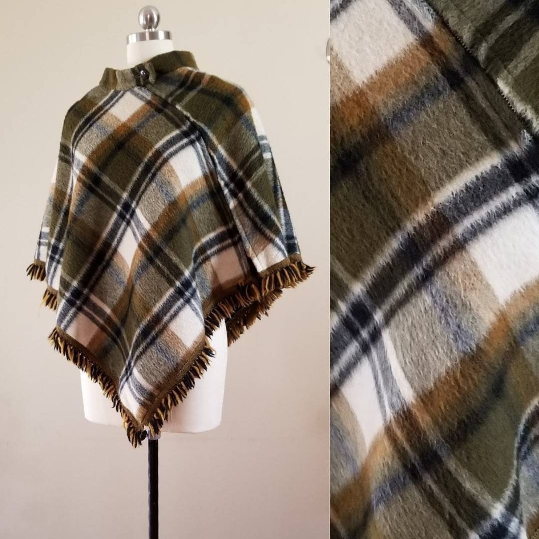 1960s Pioneer Wear Wool Poncho 60's Boho Chic Vintage 60s Mod Fashion