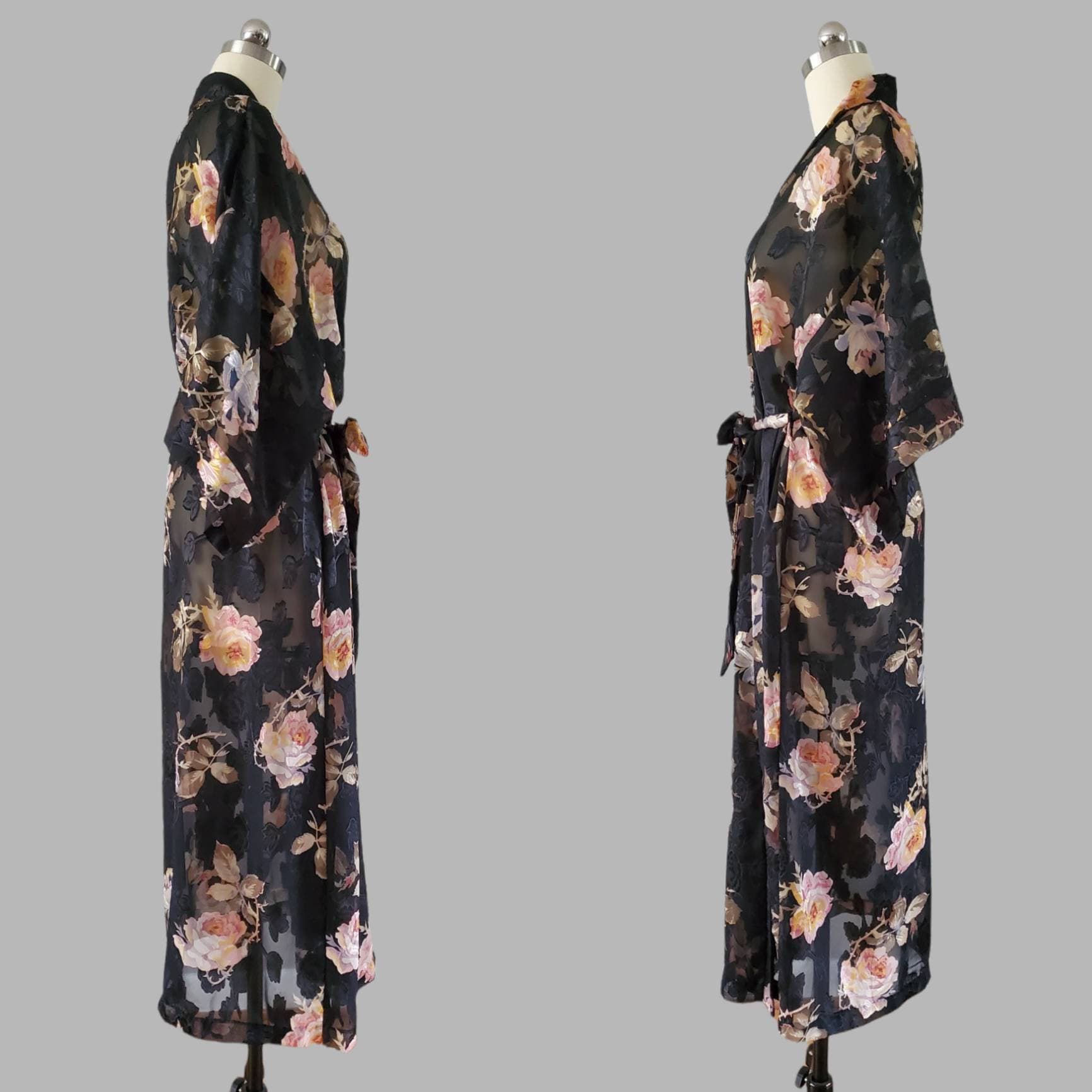 1980s Sheer Robe with Rose Design by Whispers & Secrets 80s Lingerie 80 ...