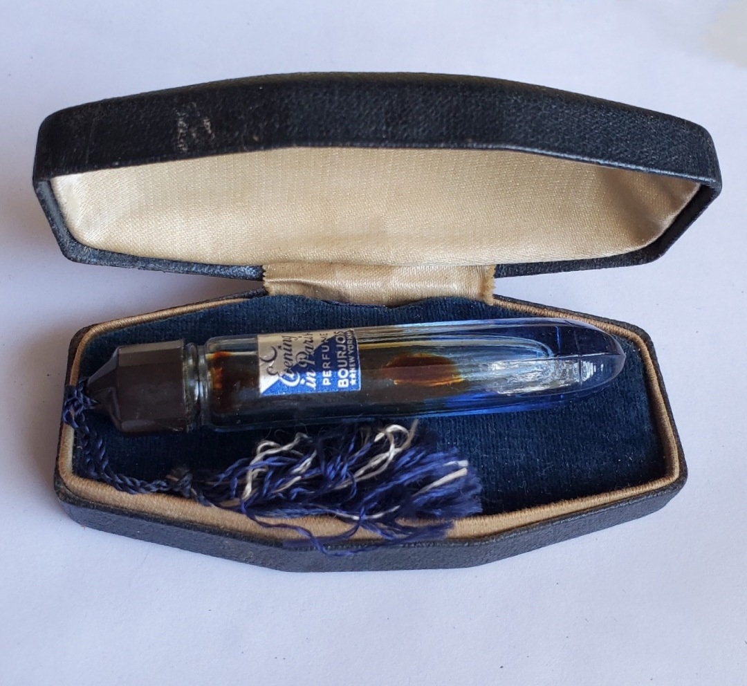 Vintage Cobalt Blue Glass Perfume Bottle in Coffin-shaped Gift Box ...