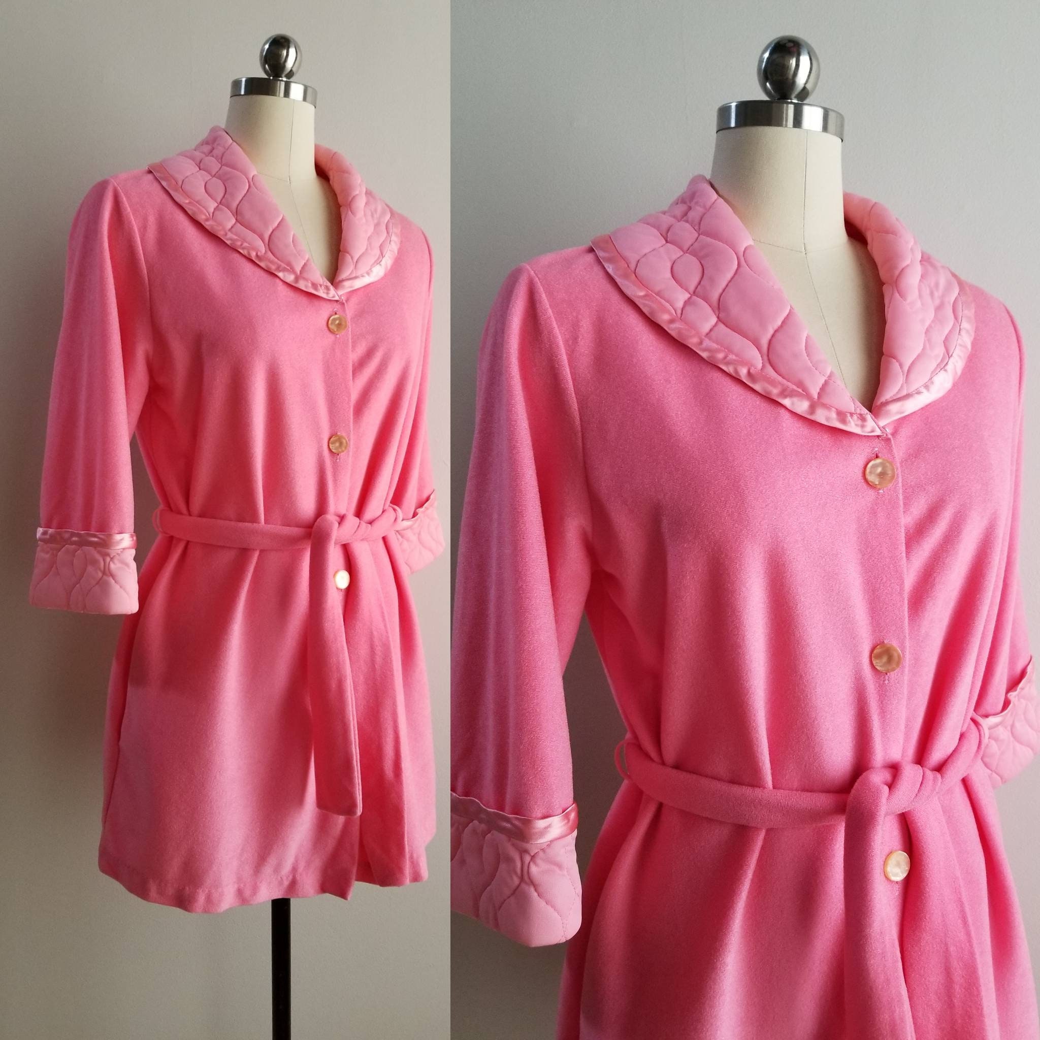 1960s Pink Fuzzy Robe with by Sears 60s Sleepwear 60's Loungewear Women ...