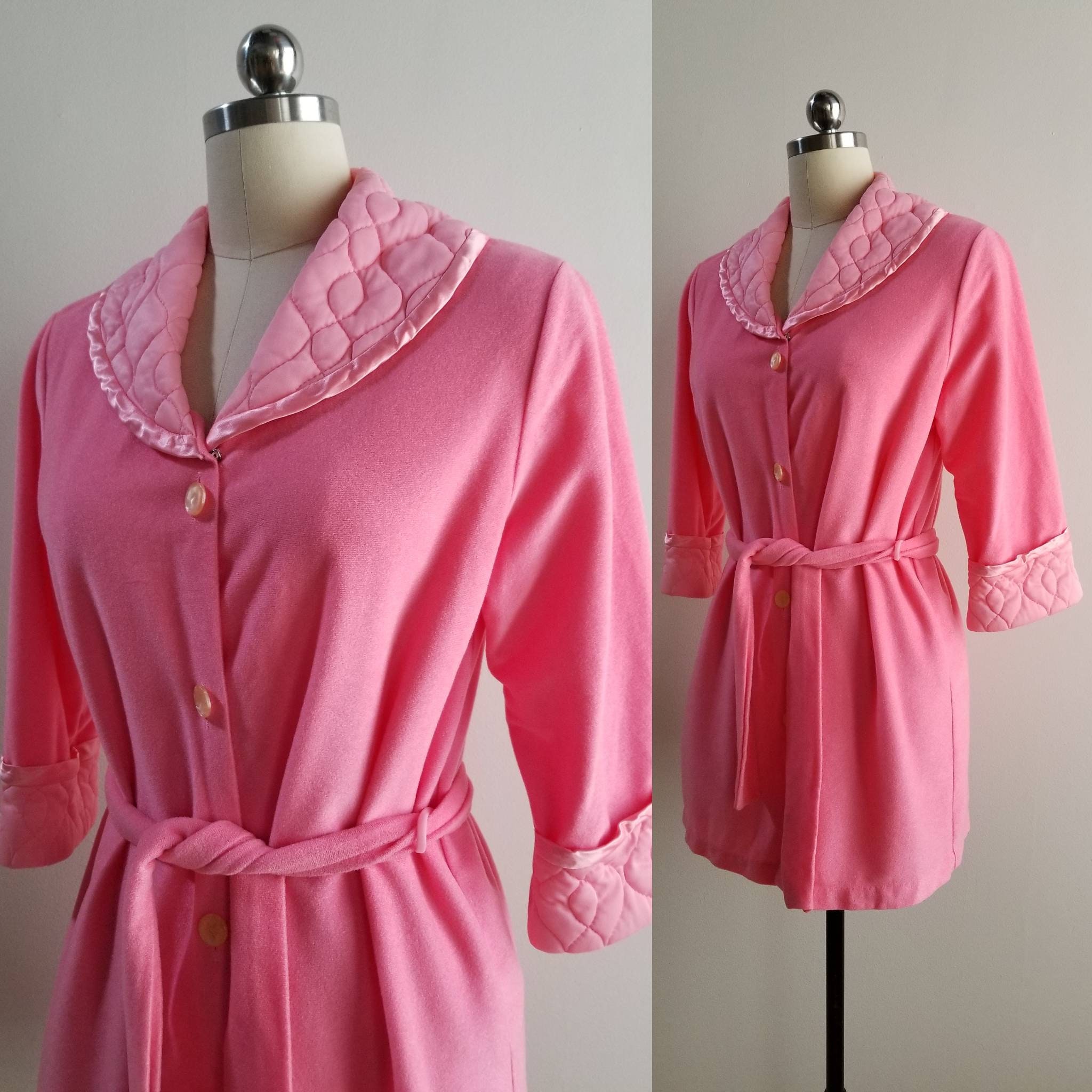1960s Pink Fuzzy Robe with by Sears 60s Sleepwear 60's Loungewear Women ...