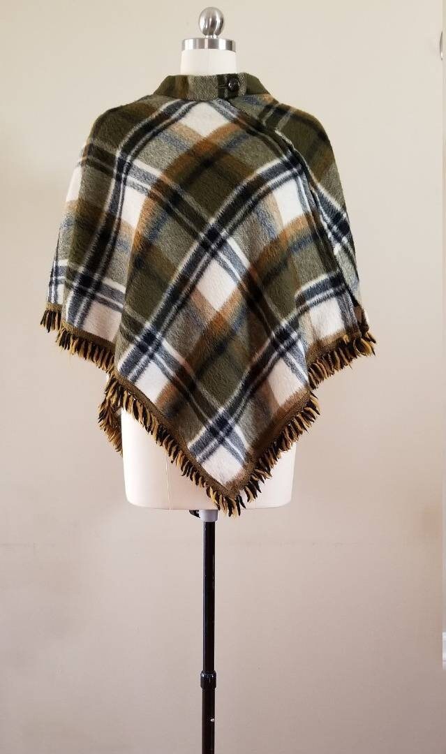 1960s Pioneer Wear Wool Poncho 60's Boho Chic Vintage 60s Mod Fashion