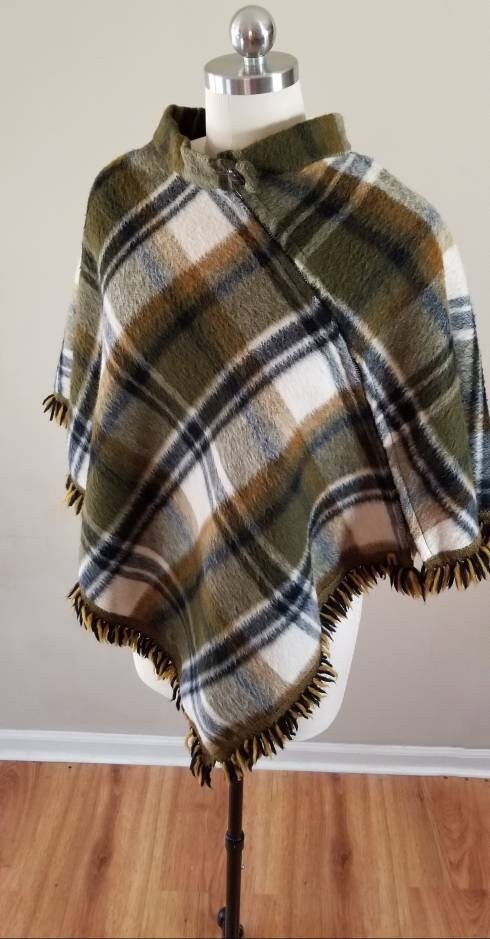 1960s Pioneer Wear Wool Poncho 60's Boho Chic Vintage 60s Mod Fashion
