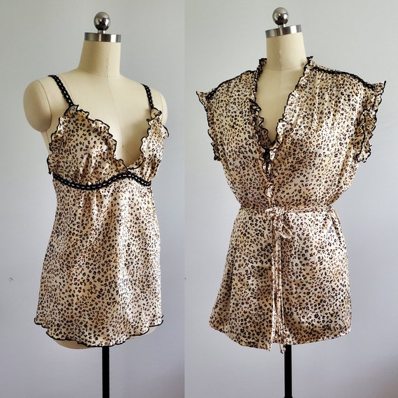 1980s Leopard Print Lingerie Set By Cinema Etoile 8… Gem