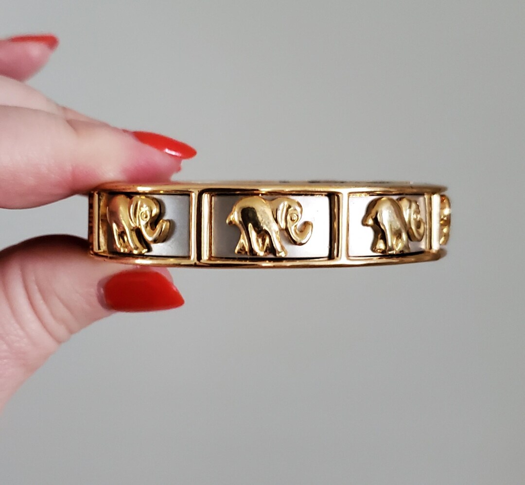 Vintage 1980s Lucky Elephant Clamp - 80s Bangle Bracelet - Vintage ...