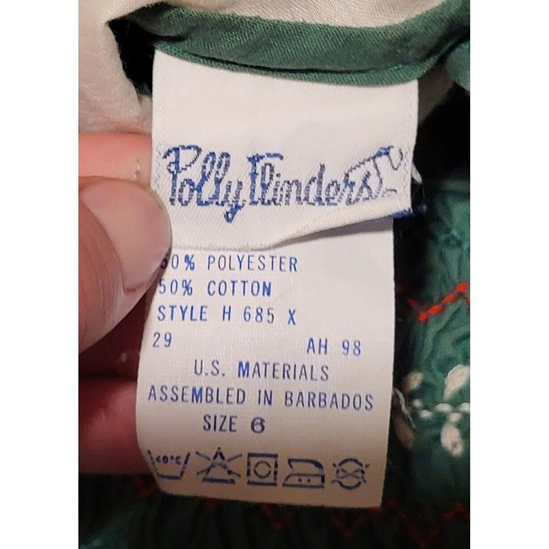 Vtg Polly Flinders Size 6 Long Sleeve Pinafore Holiday Holly Smocked ...
