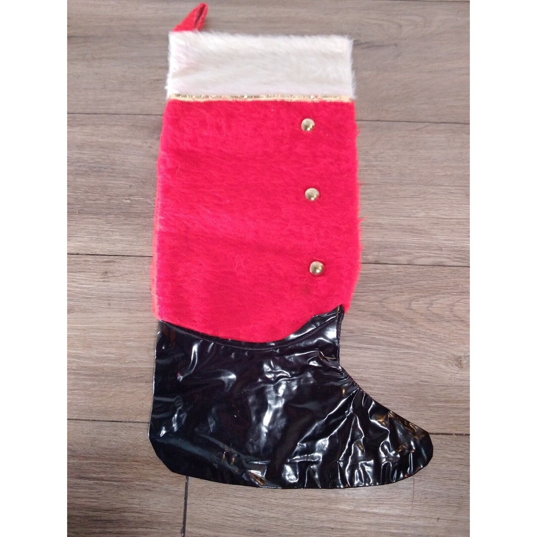 Vintage Santa Boot W/button Christmas Stocking - Etsy