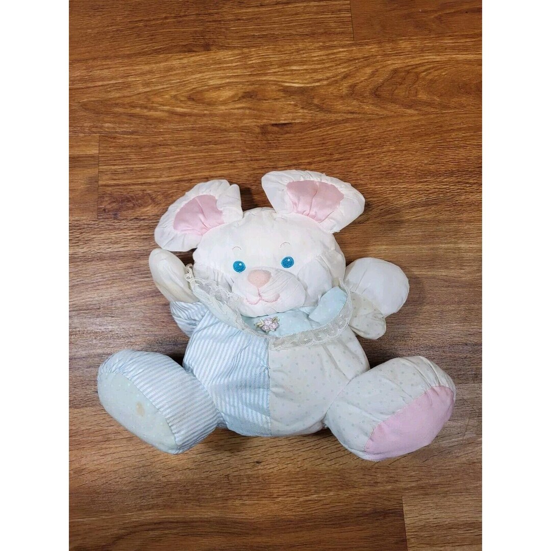Vintage 1988 Fisher Price Puffalump 11 MOUSE With Rattle Pink Bib Blue ...
