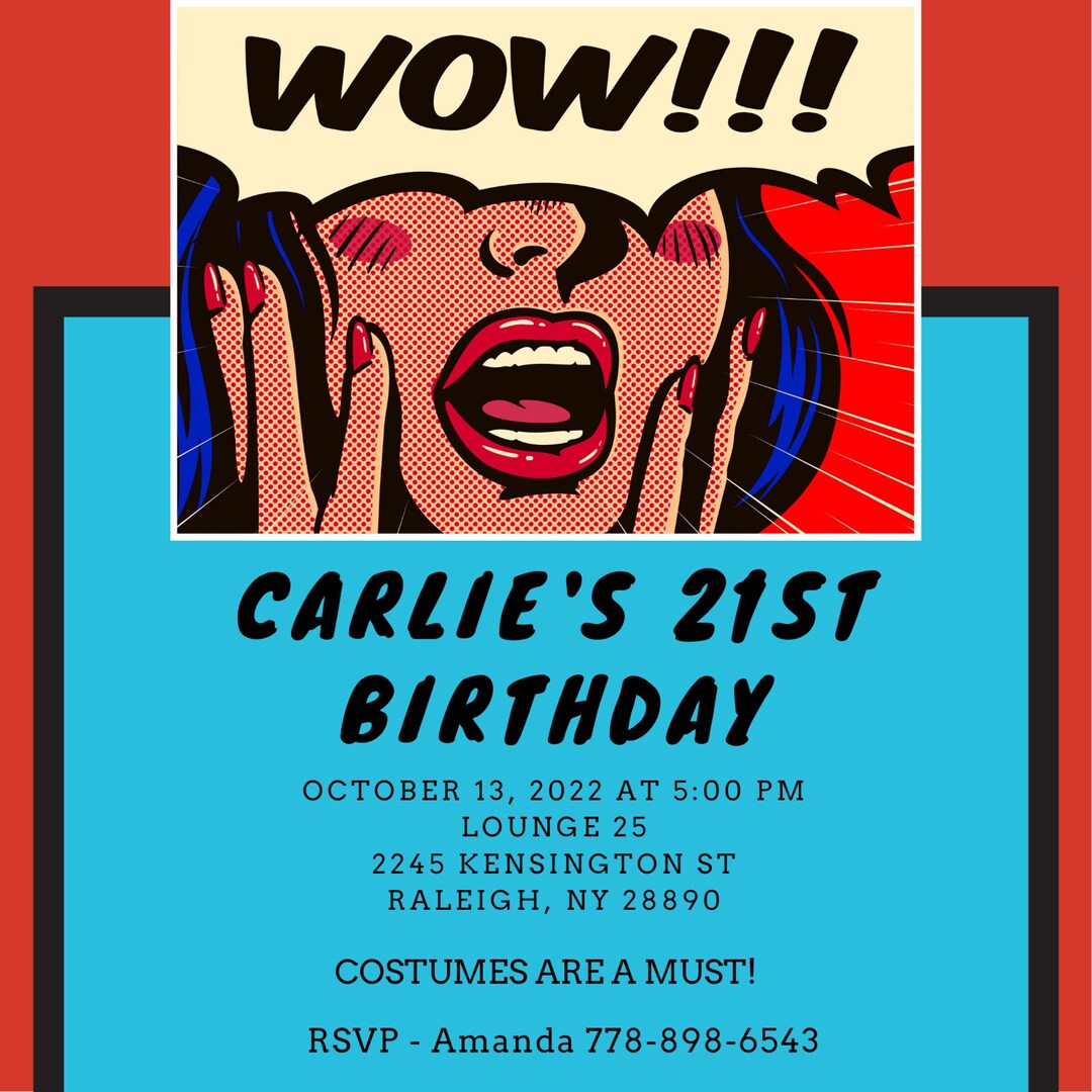 POP Comic Book Digital Invite for Birthdays and Special Occasions ...