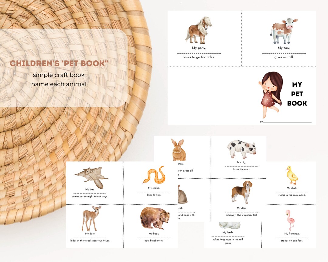 Craft Book for Kids | My Pet Book | Name the Animal Craft | Simple ...