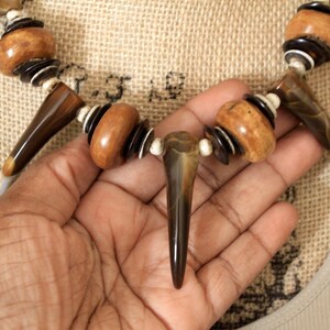 Bone Bead Necklace, Men & Women Chunky Bone Bead Necklace, Black Claw ...