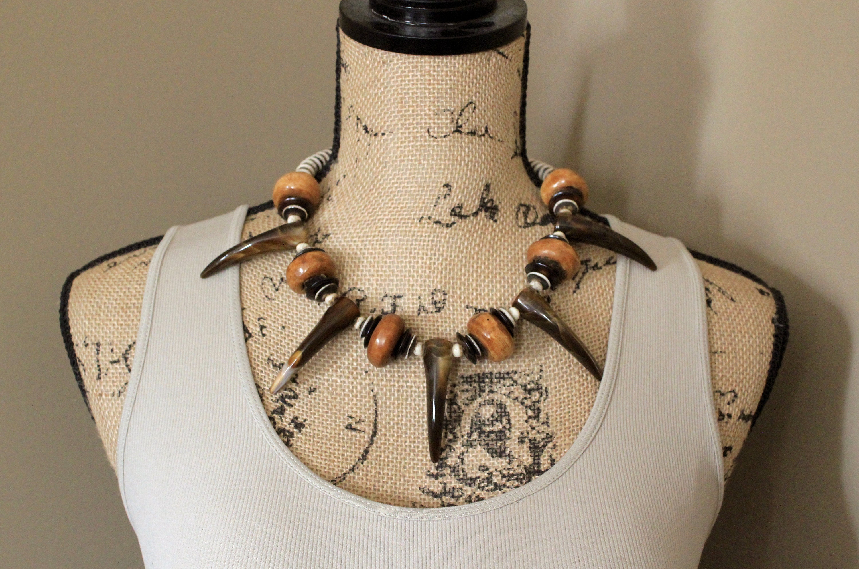 Bone Bead Necklace Men & Women Chunky Bone Bead Necklace - Etsy