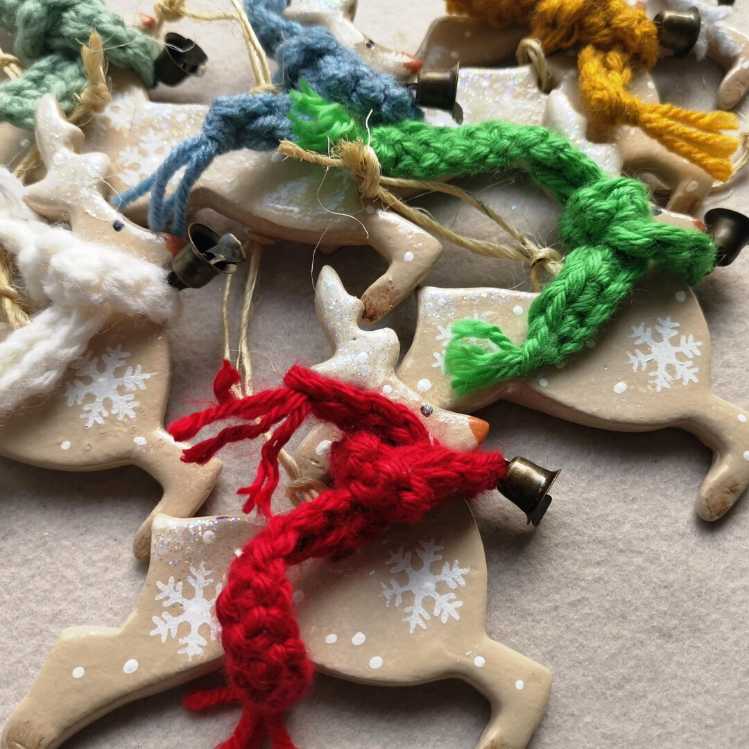 Christmas Reindeer Ornaments, Reindeer Decorations, Ceramic Reindeer ...