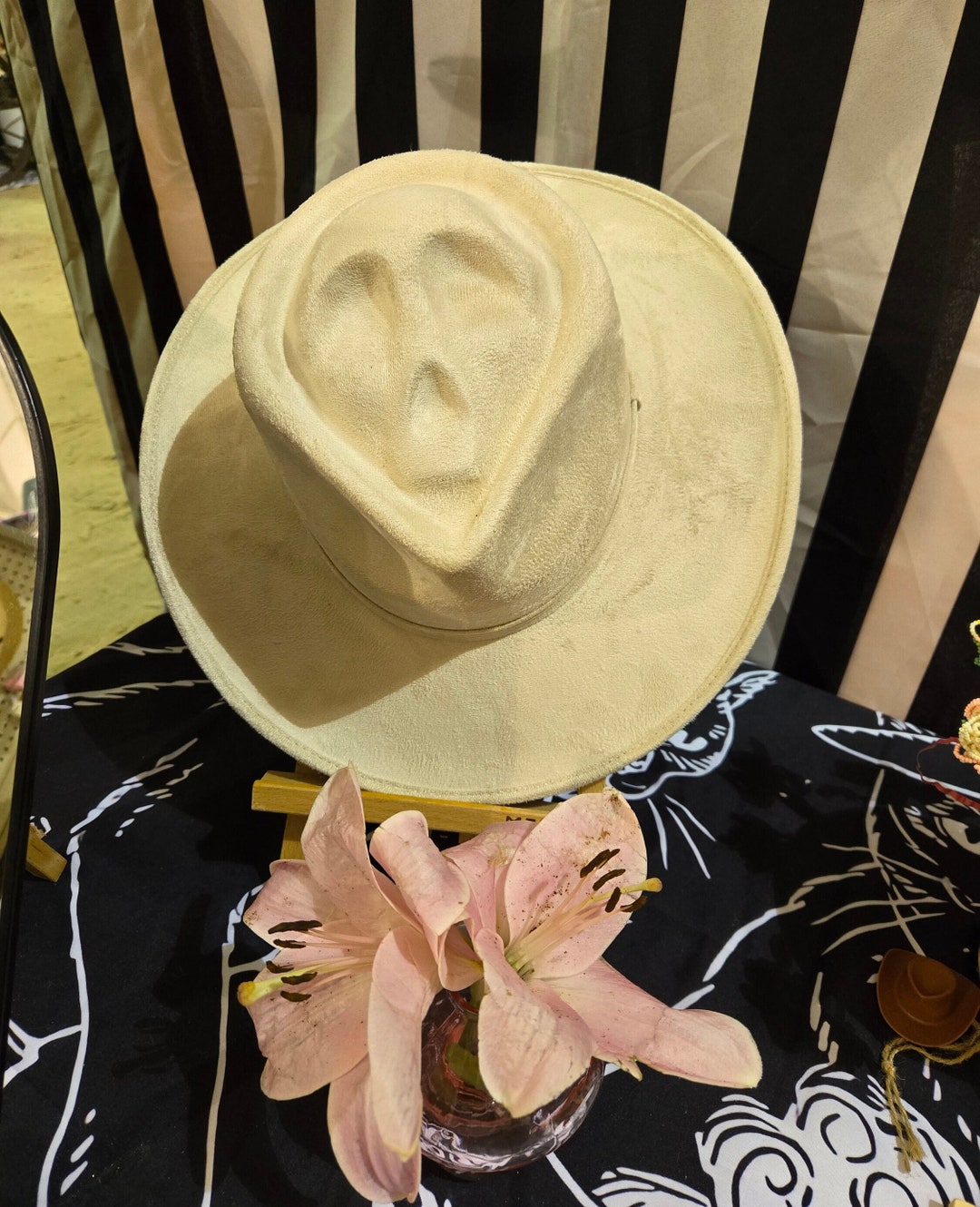 Billy Style Skull Imprint Wide Brim Vegan Suede Fedora - Etsy