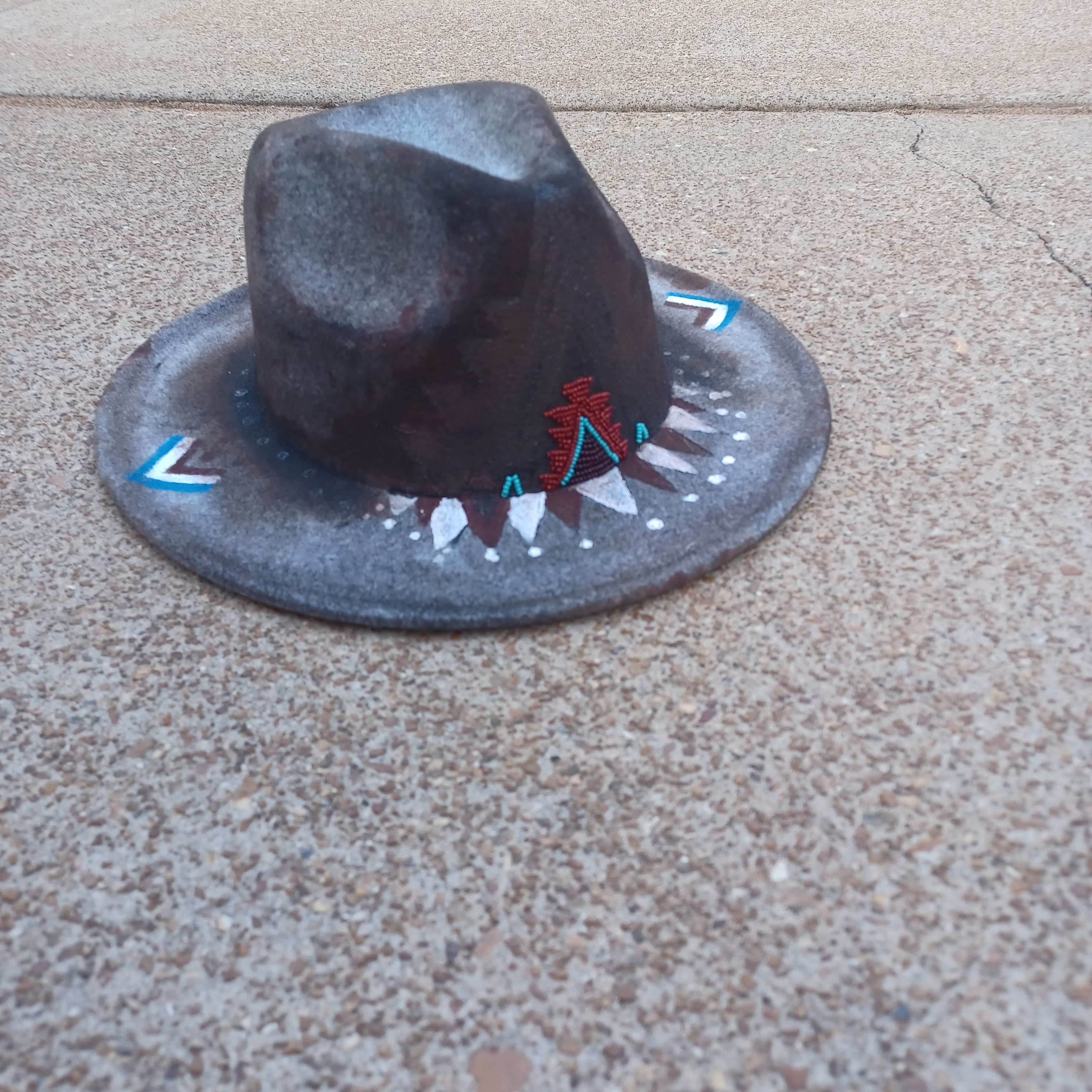 Burnished Beaded Fedora With Hand Painted Under-brim - Etsy