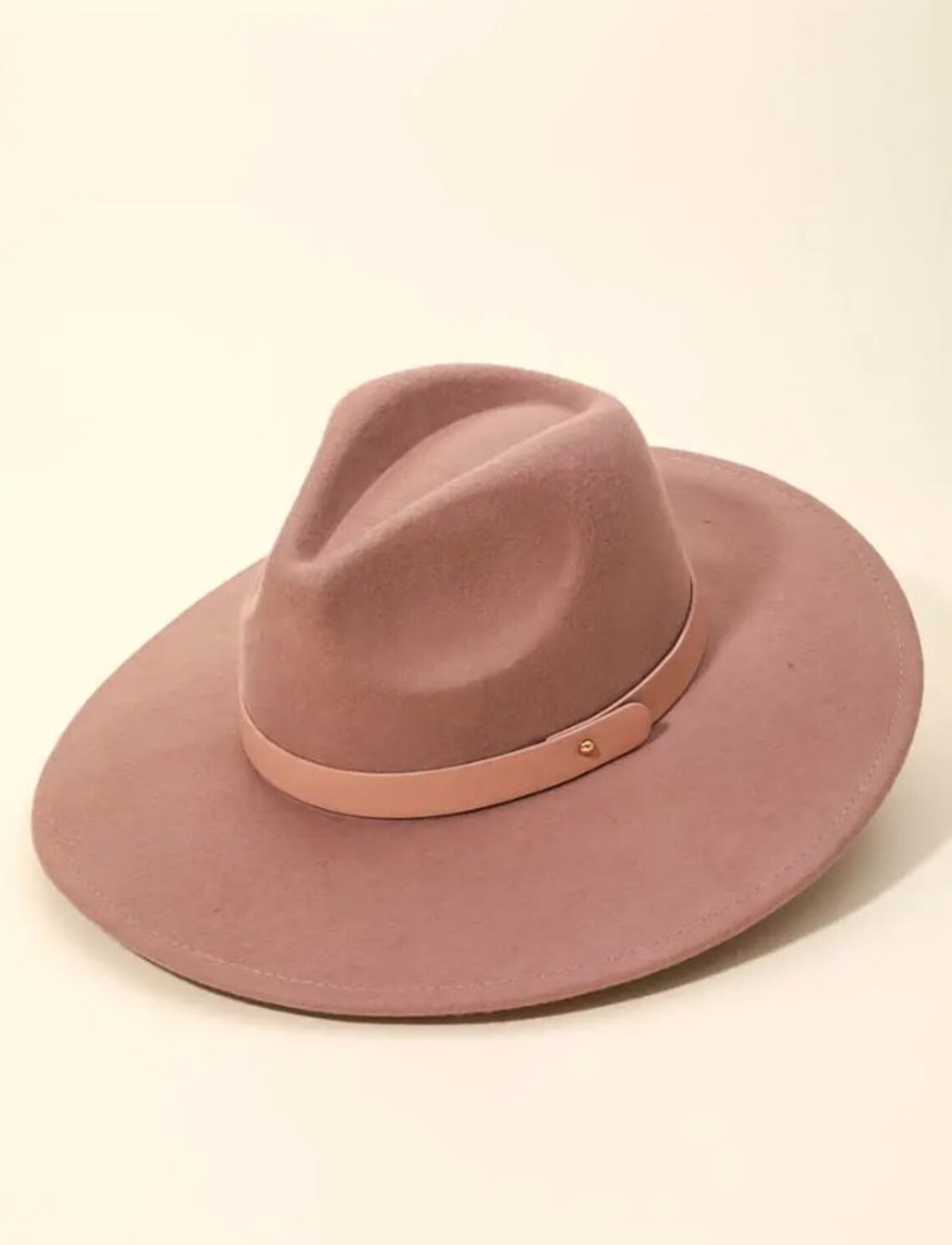 Wide Brim Wool Fedora Pink With Matching Faux Leather Strap. - Etsy
