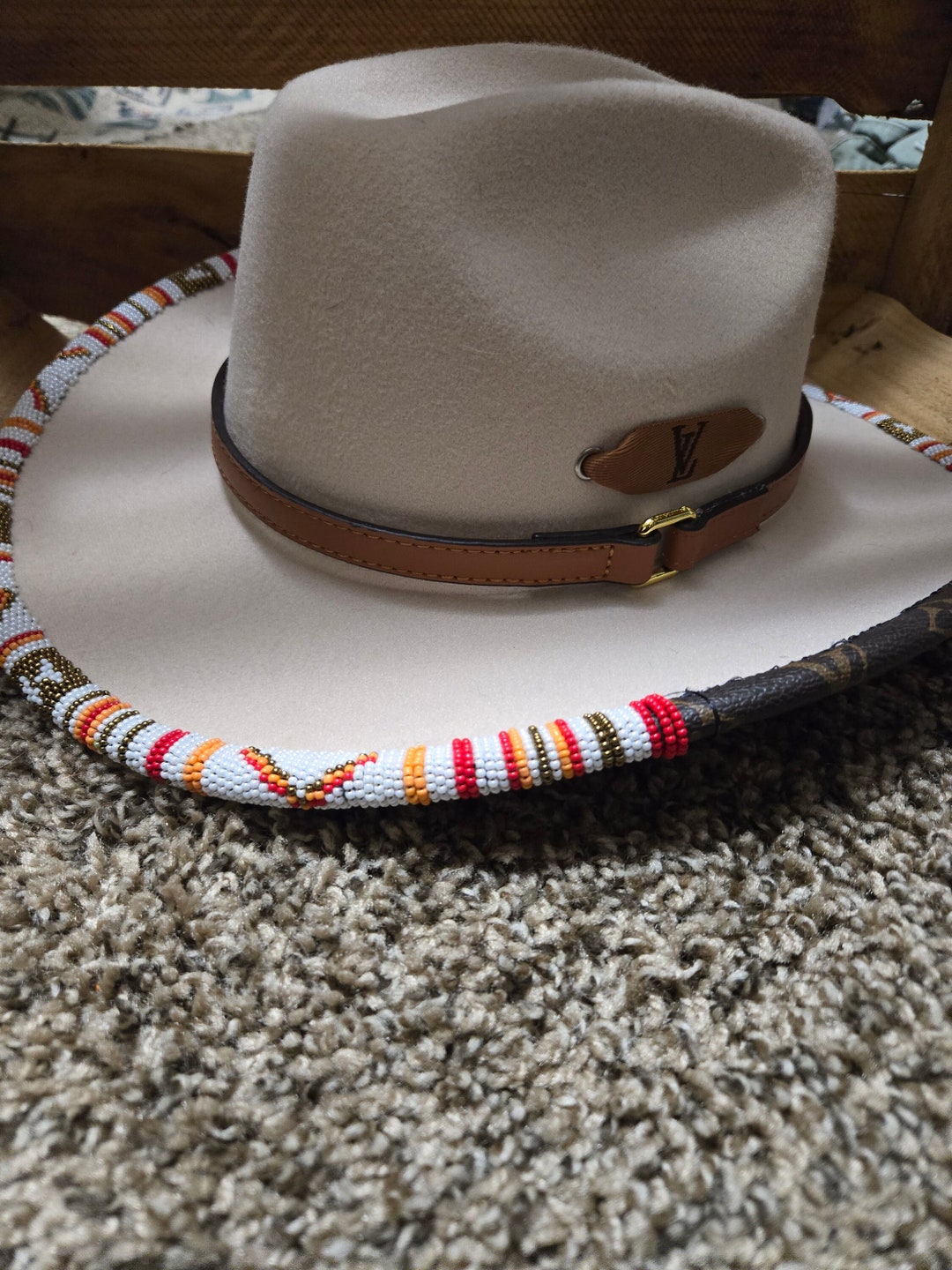 Hand Beaded Wide Brim Felt Cowboy Hat - Etsy