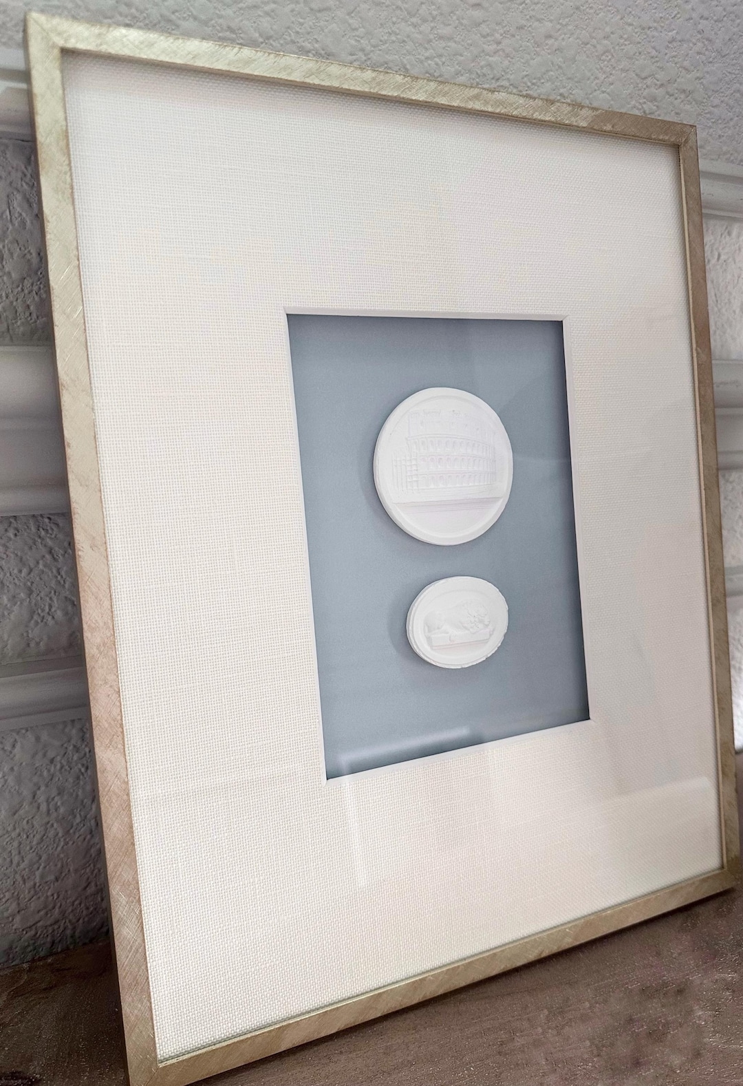 11x14 Warm White Textured Framed Intaglio - Etsy