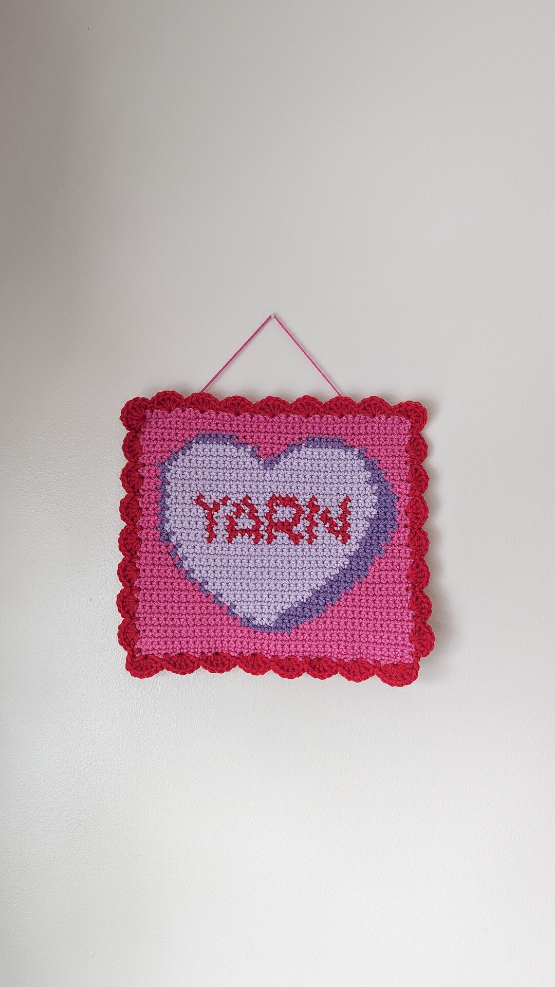 Yarn Heart Crochet Wall Hanging Tapestry - Etsy