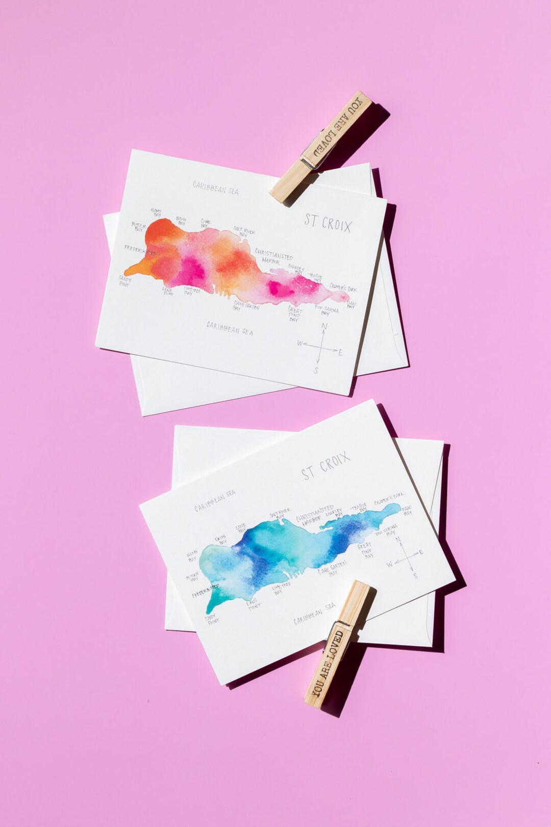 St Croix Watercolor Map Greeting Card - Etsy