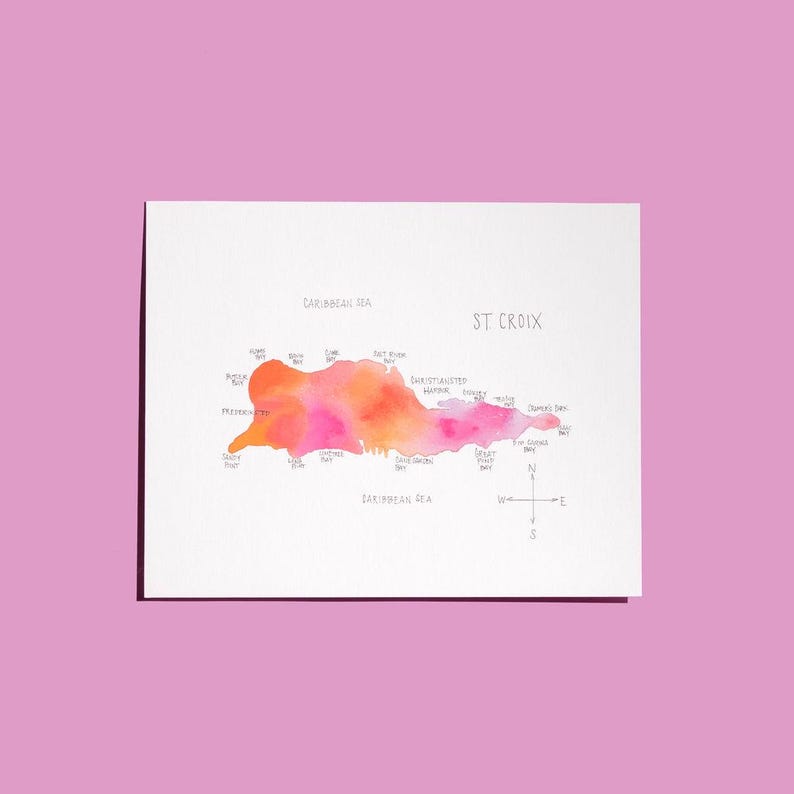 St. Croix Virgin Islands Map Giclee Print - Etsy