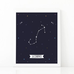 Scorpio Print, Scorpio Constellation, Zodiac Constellation, Zodiac Wall ...