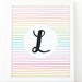 Letter L, Initial Wall Art, Colorful Stripes, Initial Printable, Colors ...