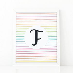 Letter F, Typography, Colorful Stripes, Initial Printable, Colors ...
