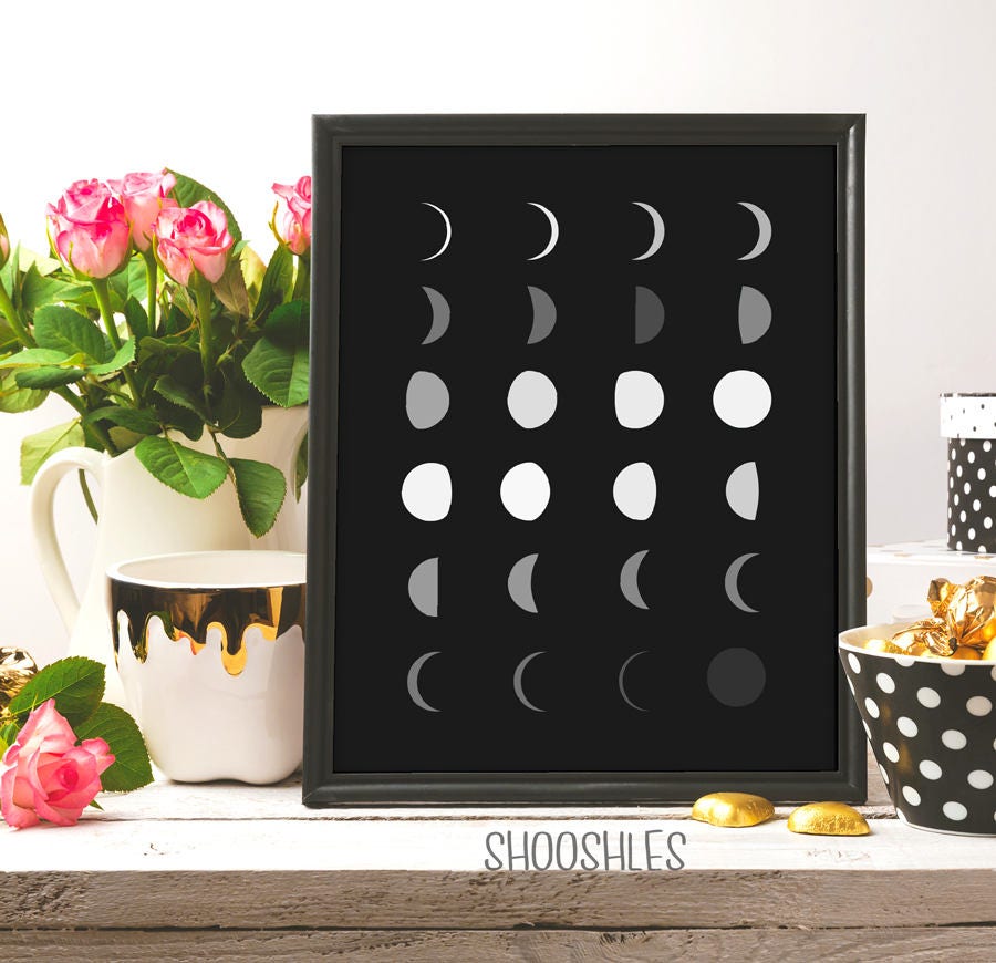 Moonphase, Moon Print, Moon Phase Poster, Minimalist Print, Moon Phase ...