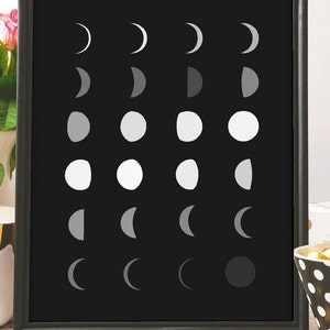 Moonphase, Moon Print, Moon Phase Poster, Minimalist Print, Moon Phase ...