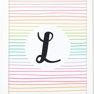 Letter L, Initial Wall Art, Colorful Stripes, Initial Printable, Colors ...
