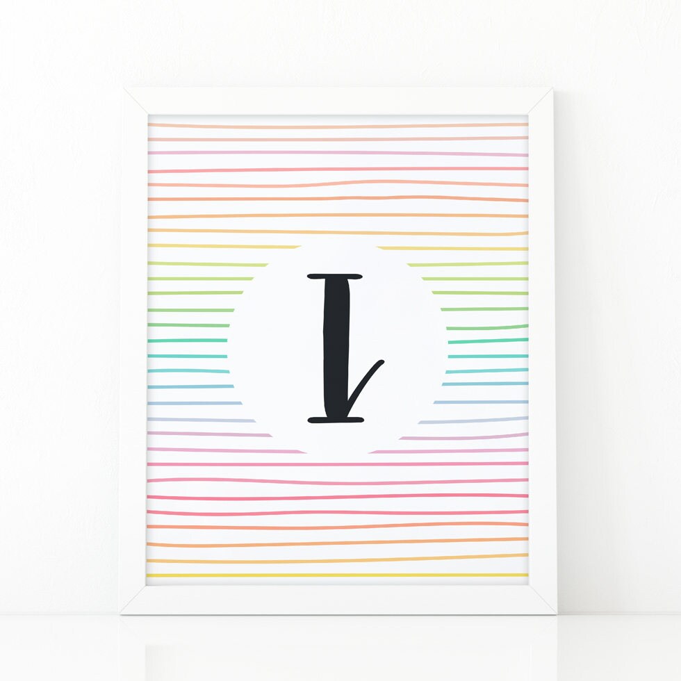 Letter I, Typography, Colorful Stripes, Initial Printable, Colors ...