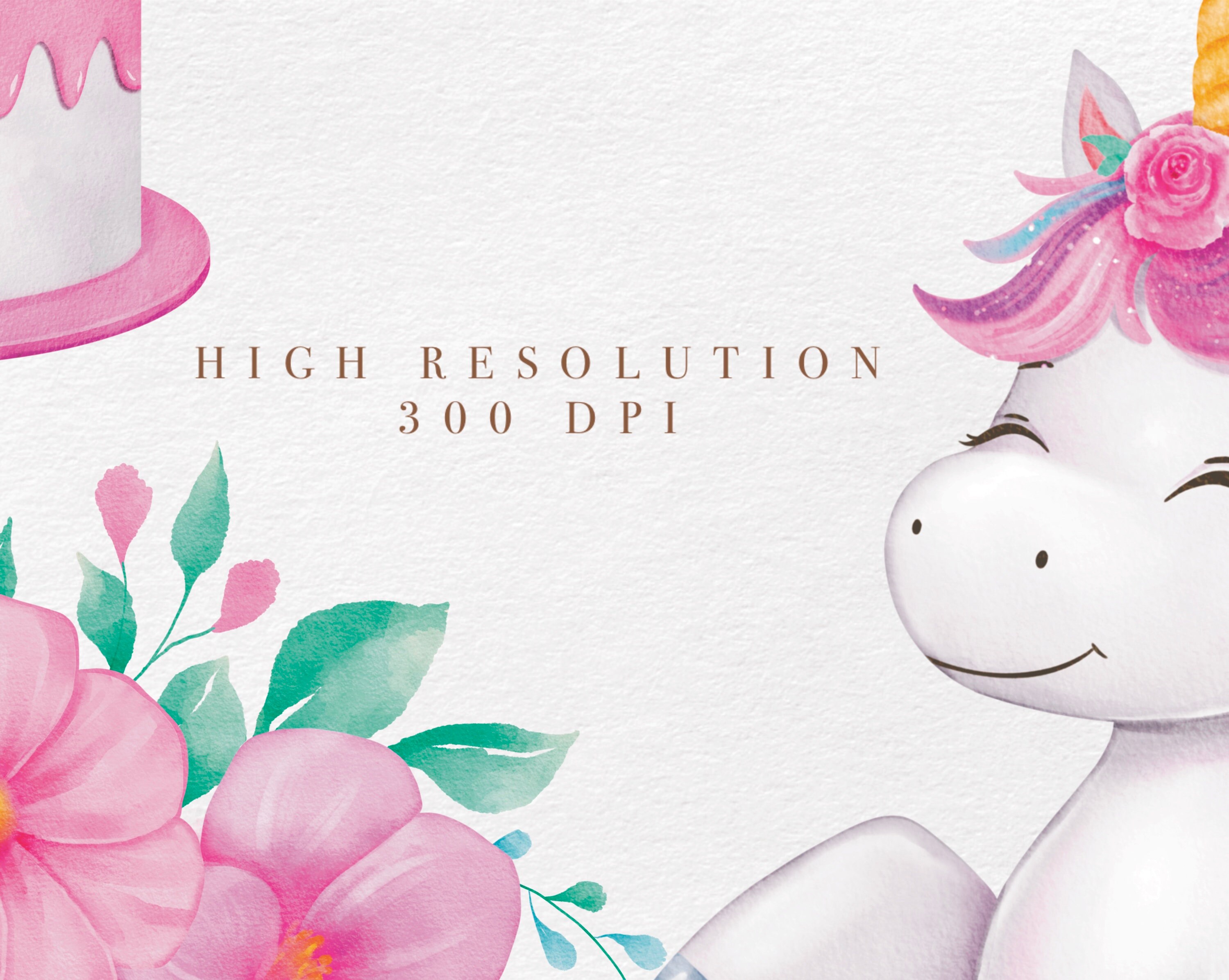 Watercolor Unicorn Party Clipart, Floral Digital Paper, Instant ...