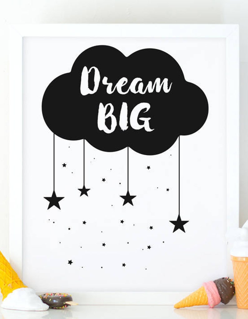 Dream Big, Nursery Printable, Kids Room Decor, Nursery Decor, Cloud ...