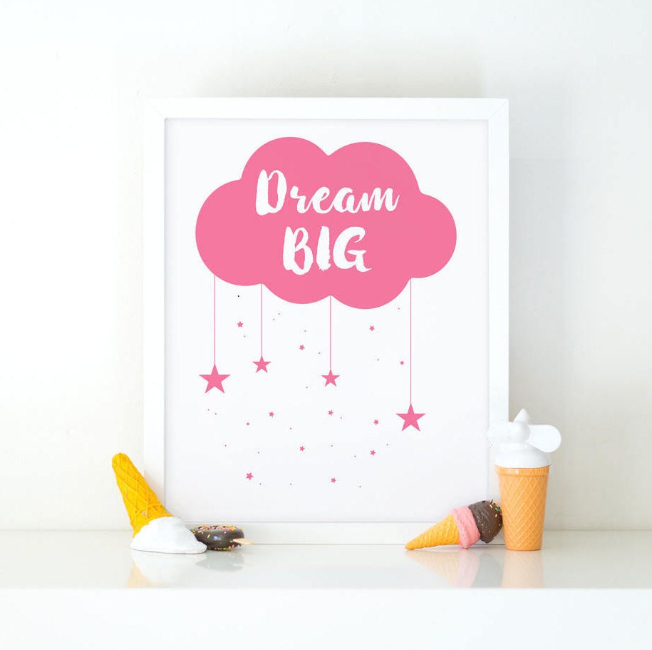 Dream Big, Nursery Printable, Kids Room Decor, Nursery Decor, Cloud ...