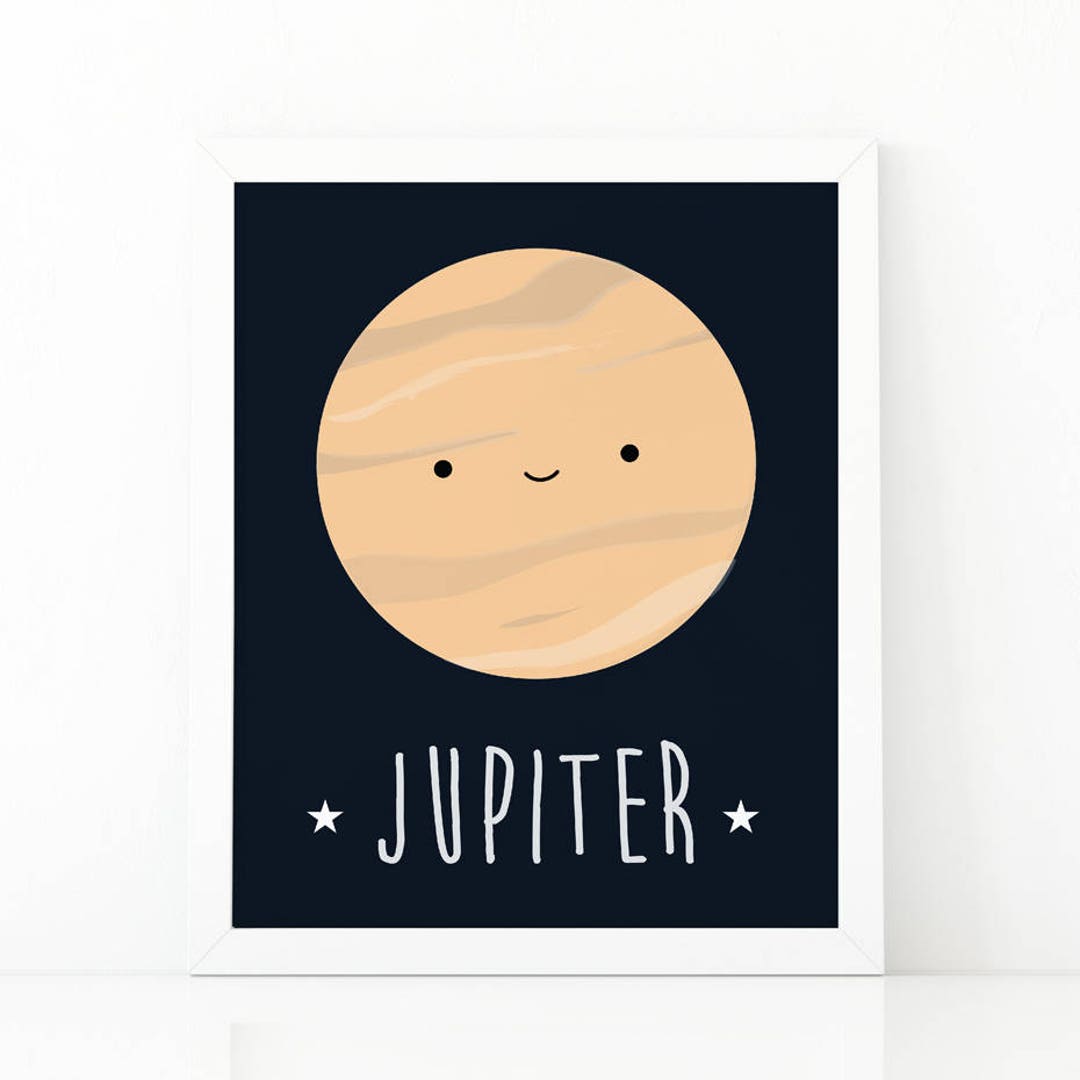 Jupiter Print, Planet Print, Cute Planet Poster, Nursery Print, Space ...