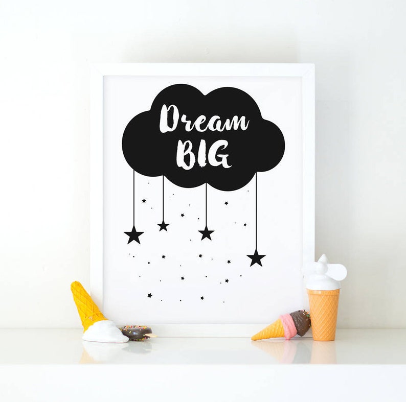 Dream Big, Nursery Printable, Kids Room Decor, Nursery Decor, Cloud ...