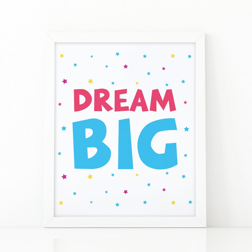 Dream Big, Nursery Printable, Kids Room Decor, Nursery Decor, Quote ...
