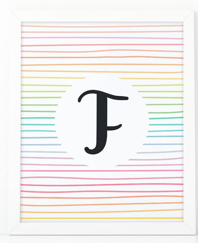 Letter F, Typography, Colorful Stripes, Initial Printable, Colors ...