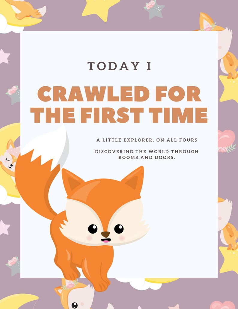 Fox Themed Printable Baby Milestones Posters - 20 Page Digital Download ...