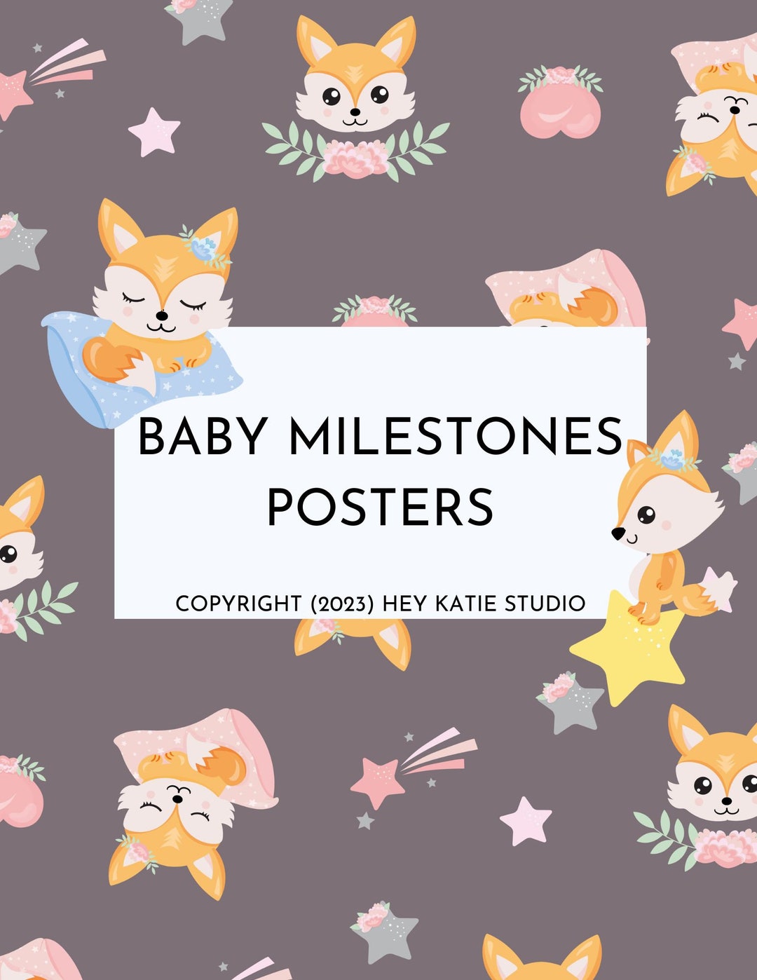 Fox Themed Printable Baby Milestones Posters - 20 Page Digital Download ...
