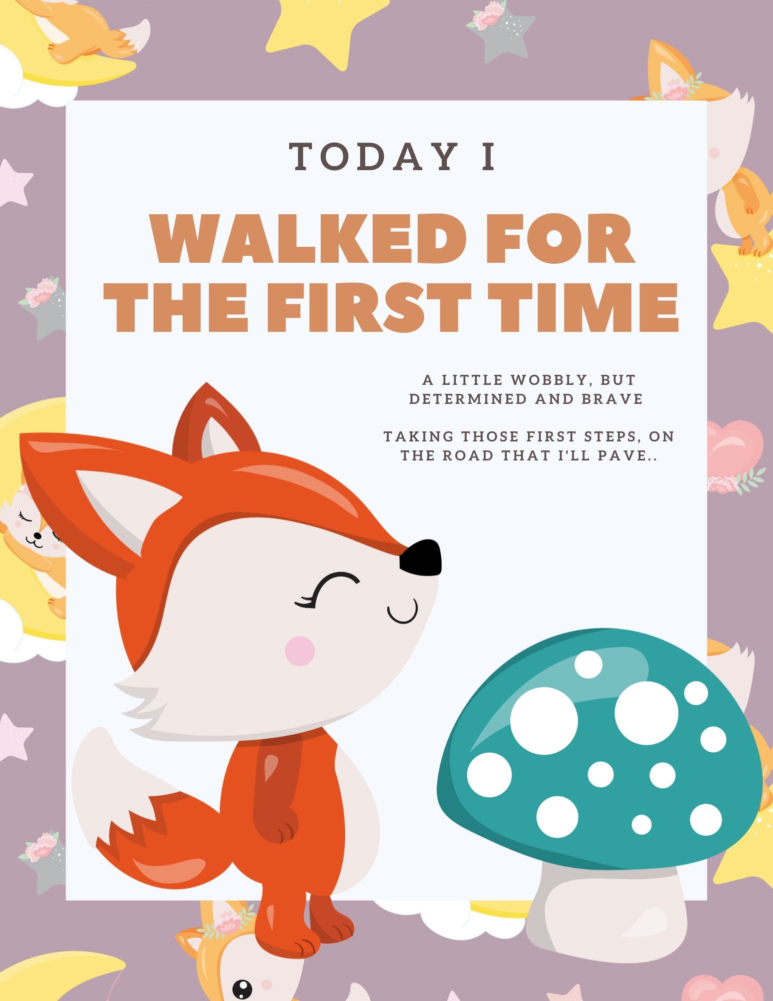 Fox Themed Printable Baby Milestones Posters - 20 Page Digital Download ...