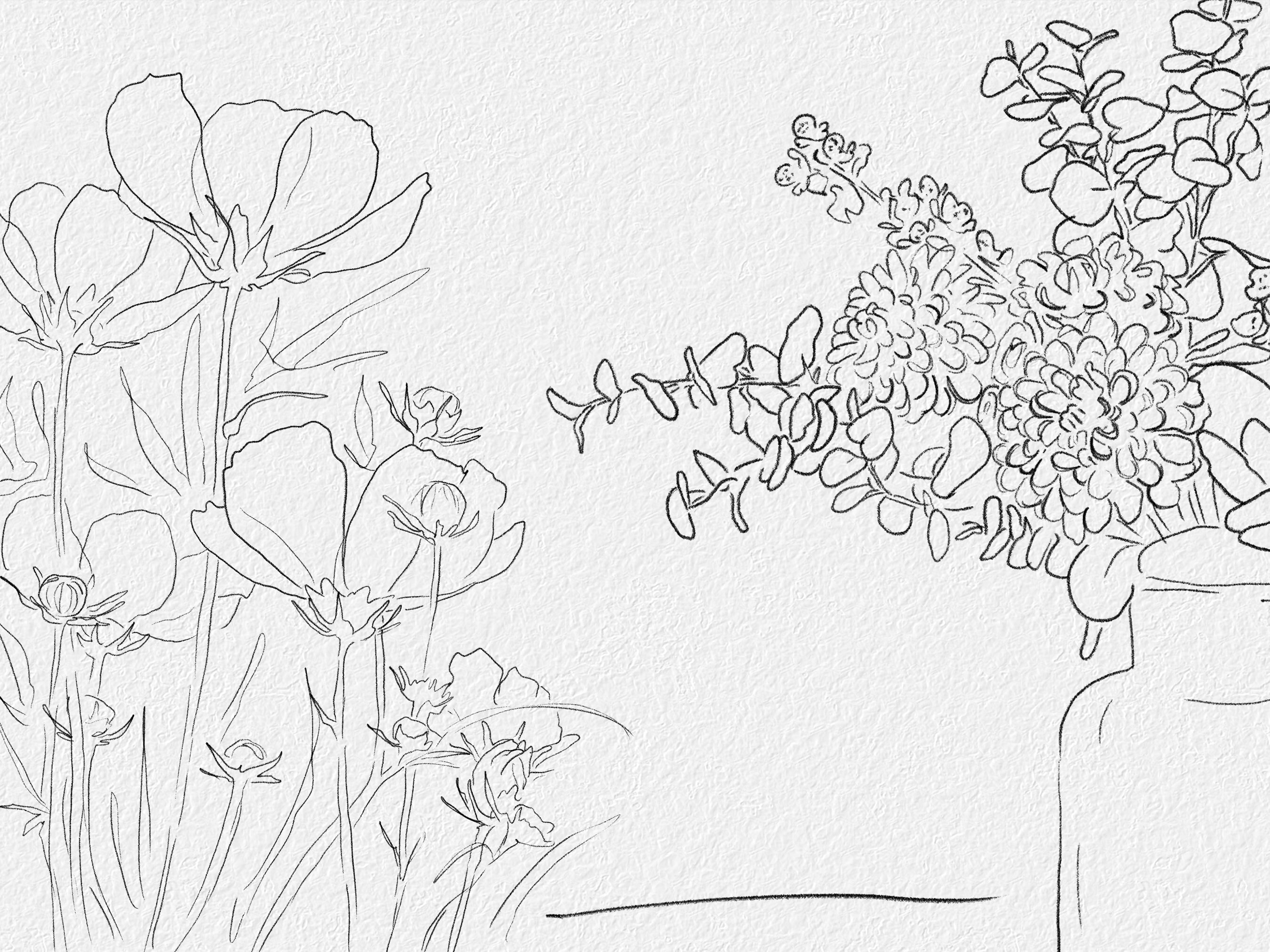 Floral Hand Drawn Digital Download Coloring Pages - 6 Printable Flower ...