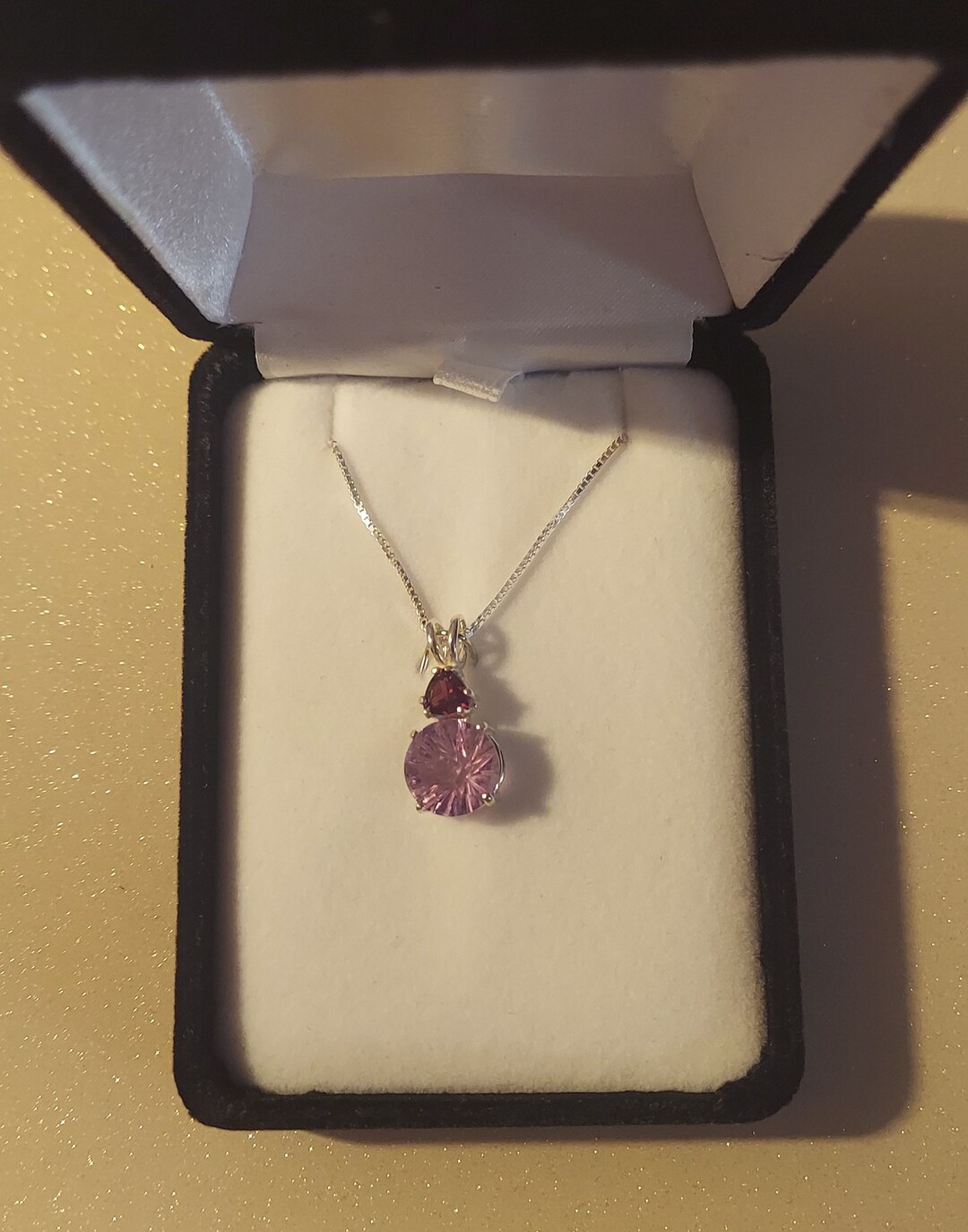 Amethyst Super Nova With Trillion Cut Rhodolite Garnet Necklace Amethyst Super Nova With ...