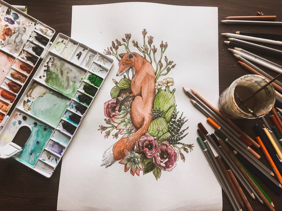Floral Fox Note Cards Thank Yous Blank Note Cards - Etsy