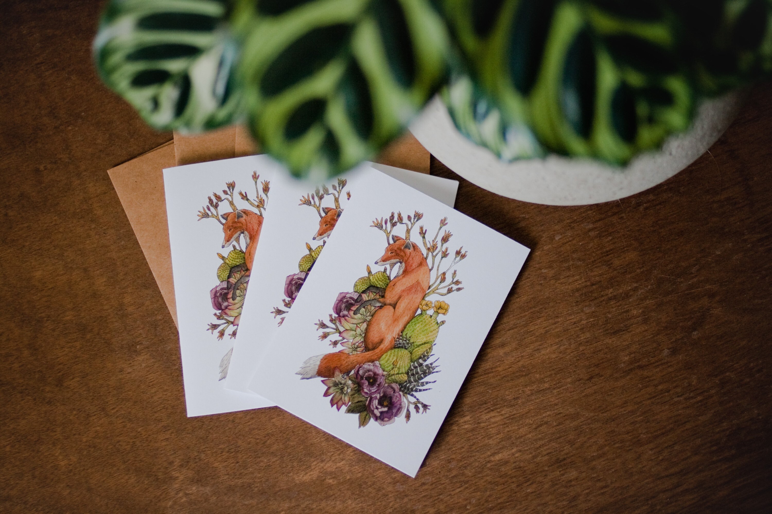 Floral Fox Note Cards Thank Yous Blank Note Cards - Etsy